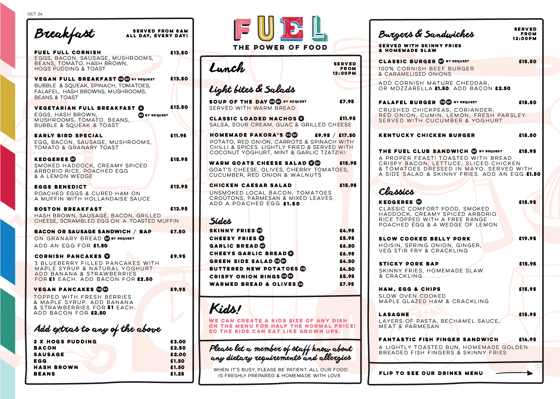 Falmouth Café Menus - Fuel | Breakfast, Lunch, Dinner